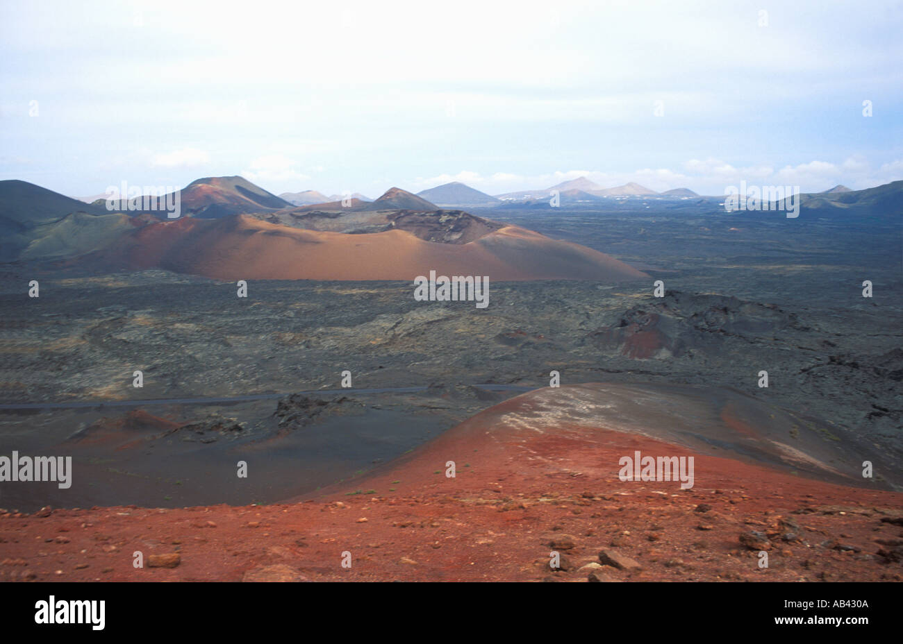 Volcanic slopes of Fire Mountain in Timanfaya National Park Lanzarote ...