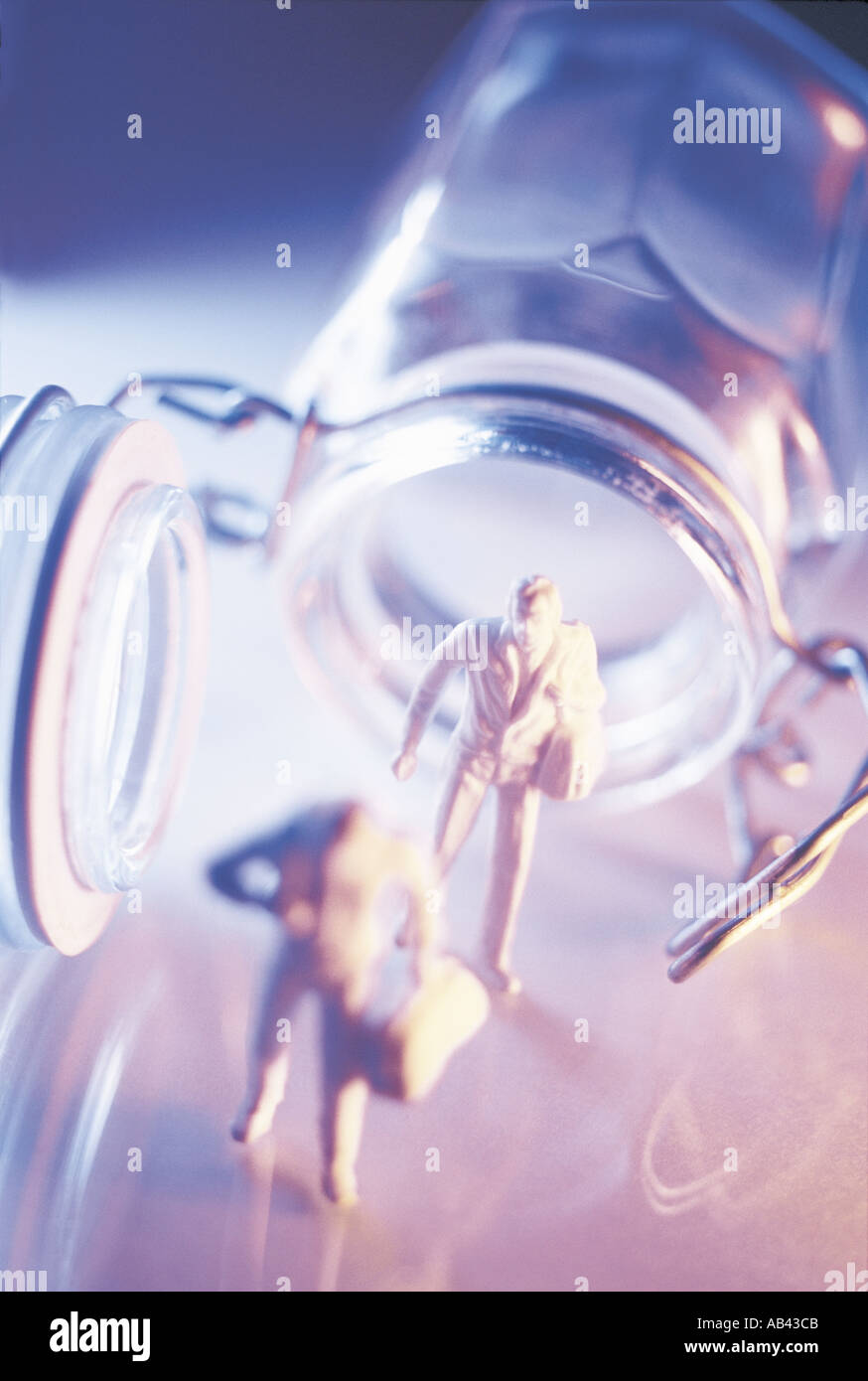 Miniature Figures and Glass Jar Stock Photo - Alamy