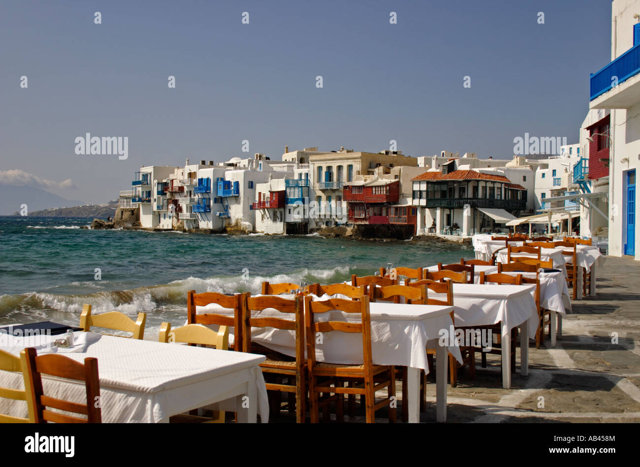 Mykonos Little Venice Greece Stock Photo - Alamy