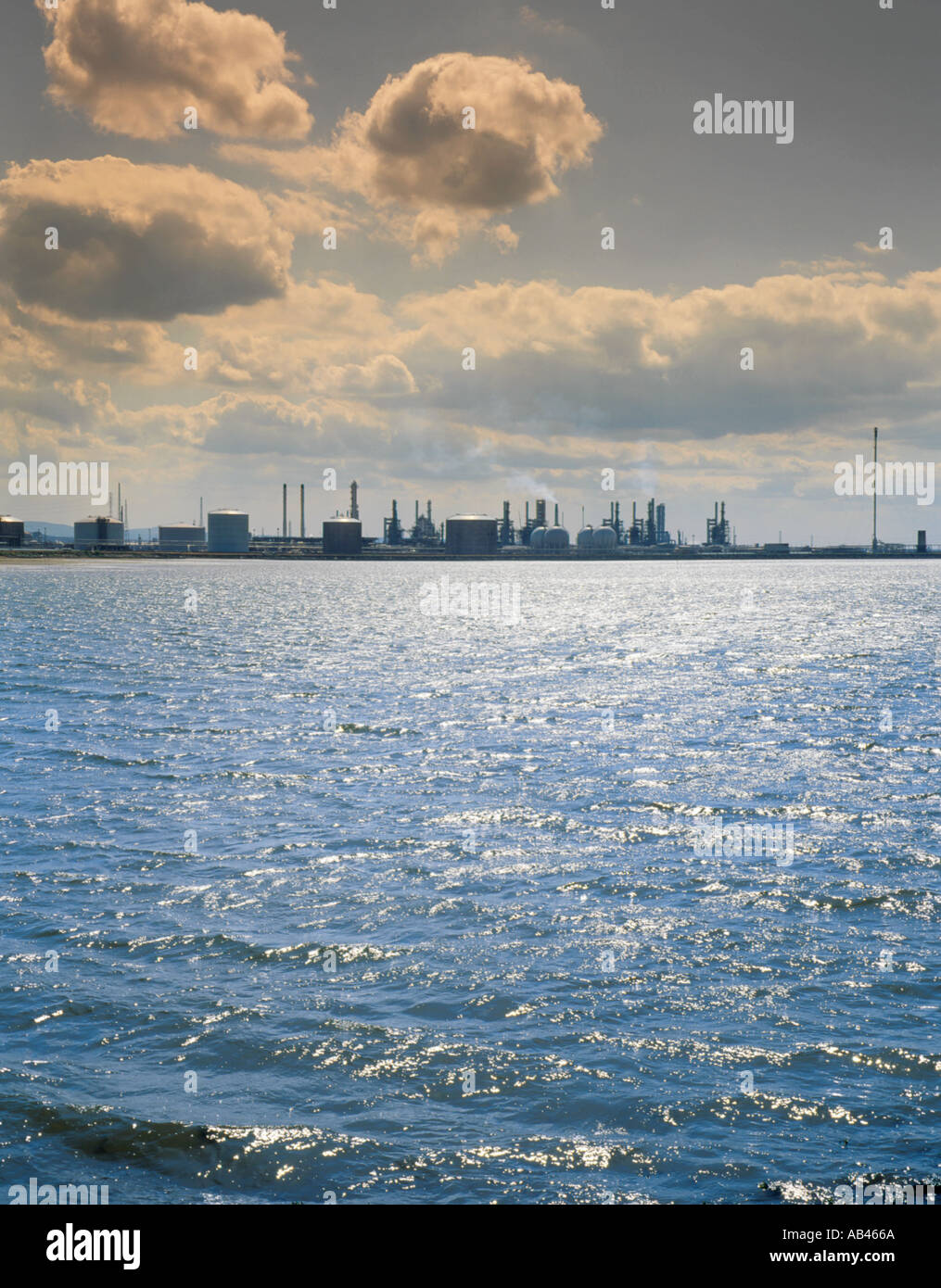 Petrochemical refinery on Seal Sands, seen over the Tees estuary ...