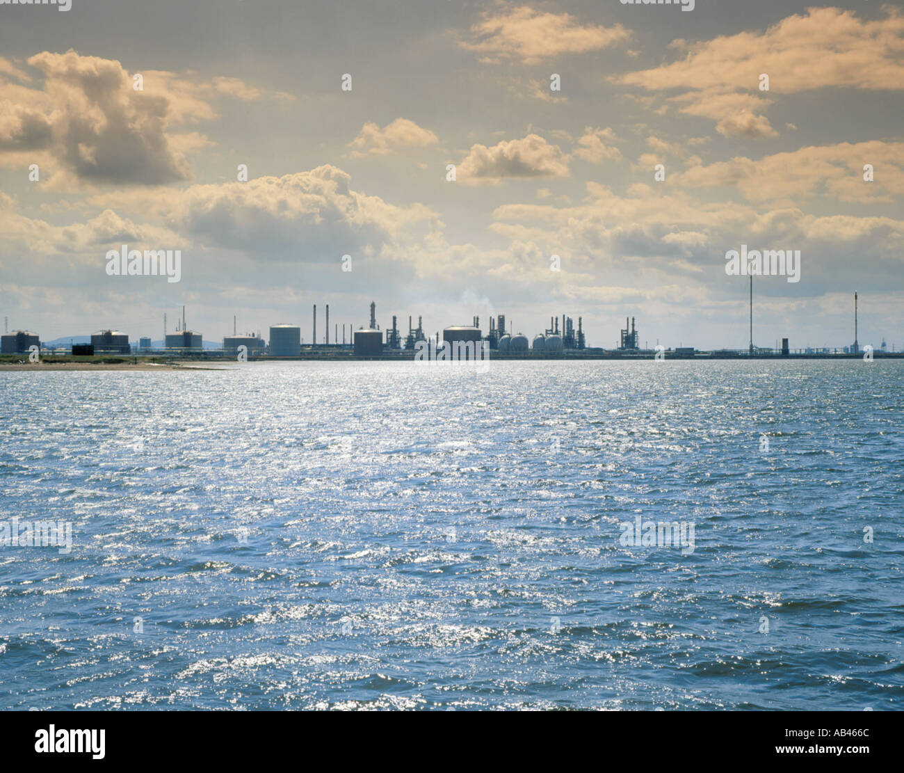 Panorama of a petrochemical refinery on Seal Sands, seen over the Tees ...