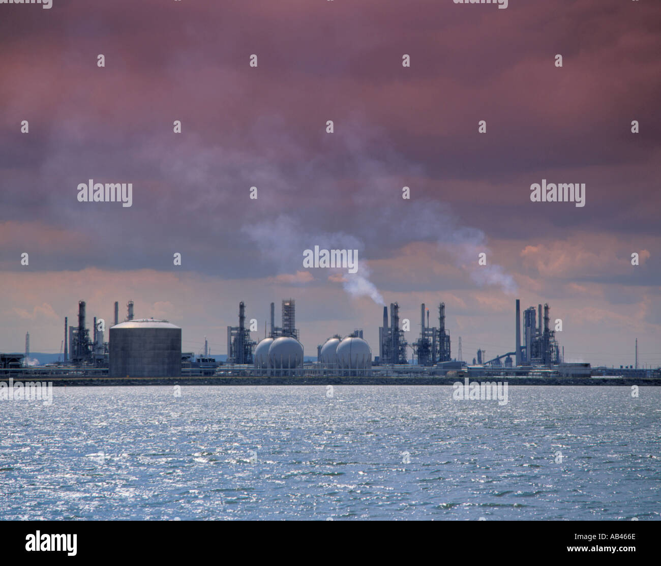 Petrochemical refinery on Seal Sands, seen over the Tees estuary ...