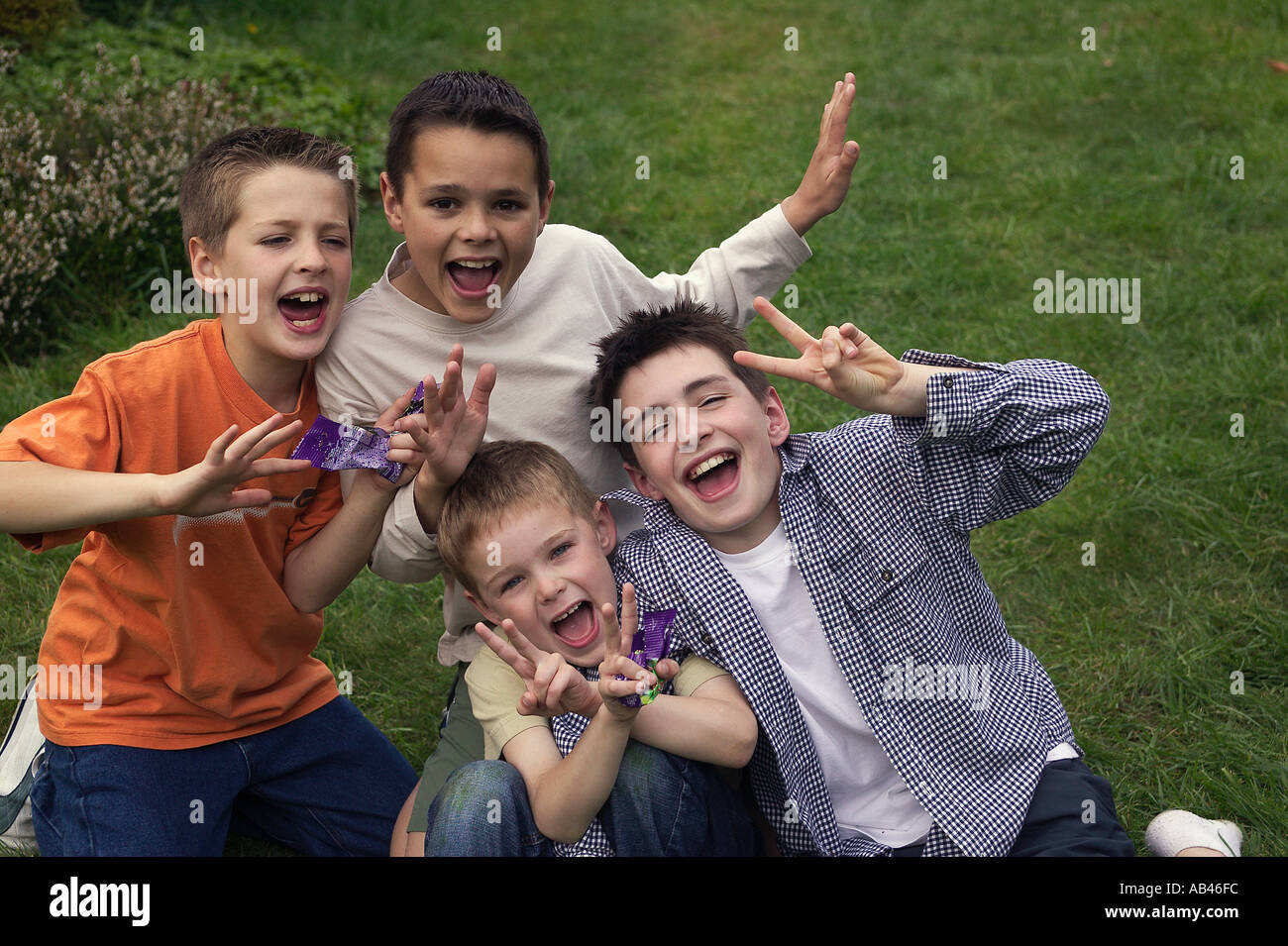 young boys fool around england uk Stock Photo - Alamy