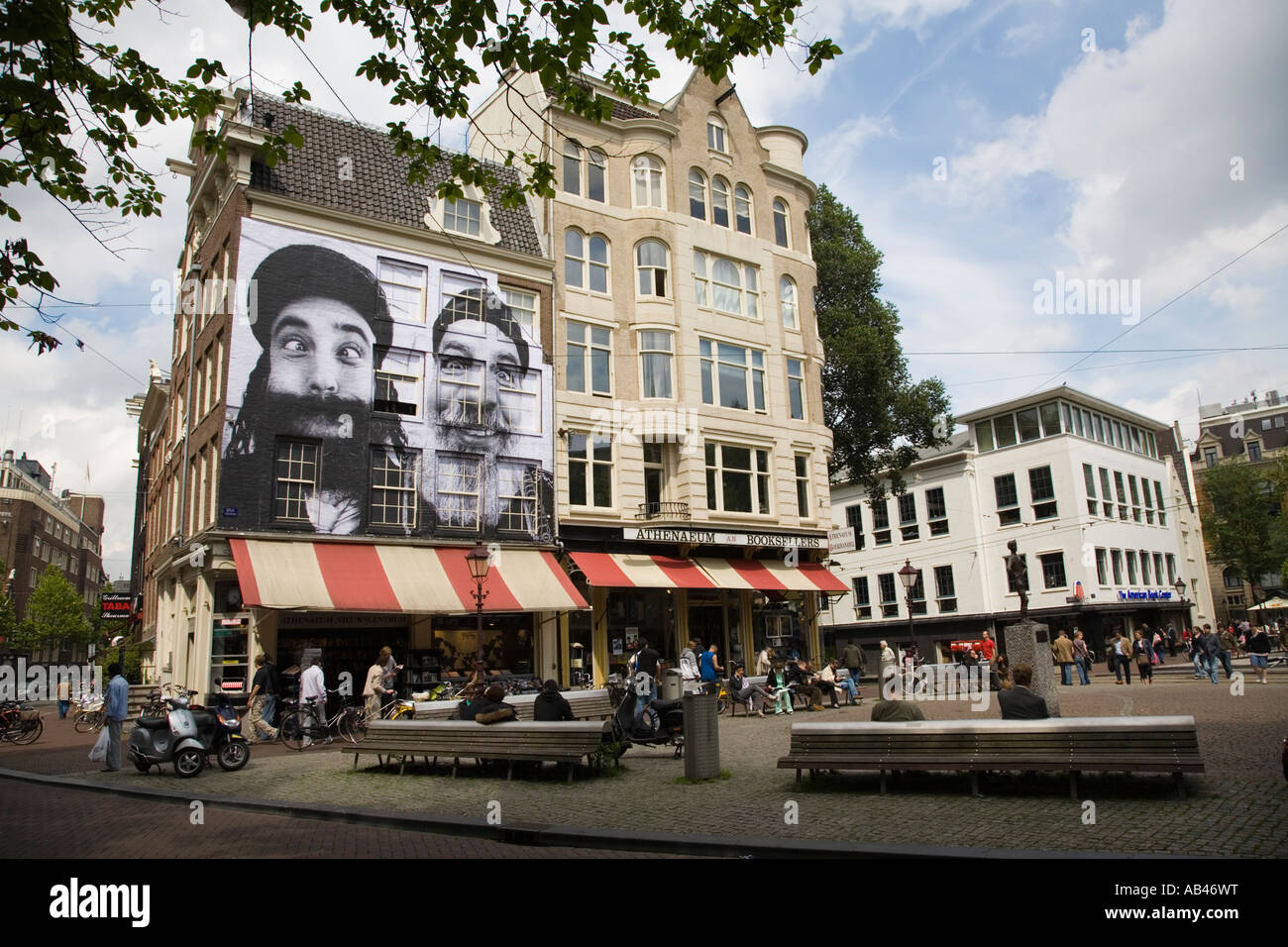 Mural from the artist JR on the bookstore Athenaeum at the Spui ...