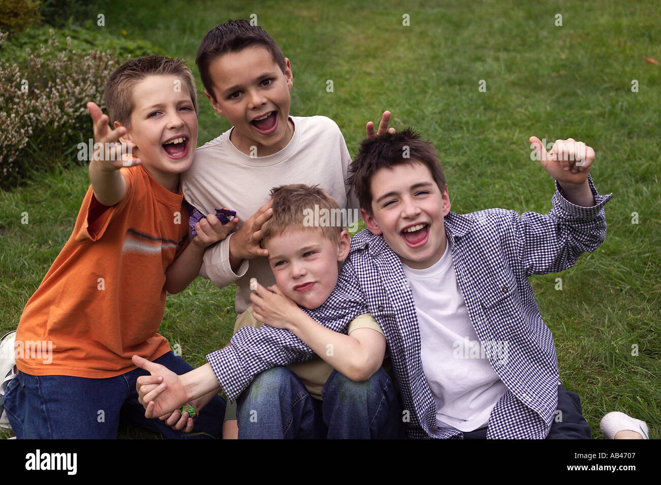 young boys fool around england Stock Photo - Alamy