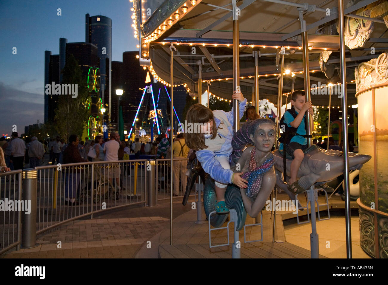 Detroit riverwalk carousel hi-res stock photography and images - Alamy