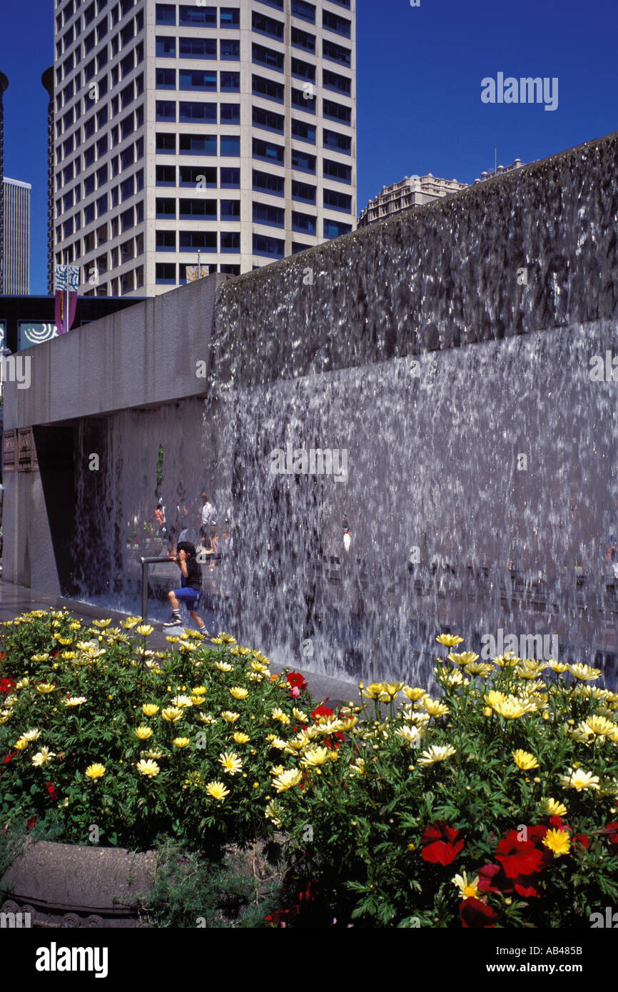 People Walk Through Waterfall Fountain Westlake Star Axis Seven Hills ...