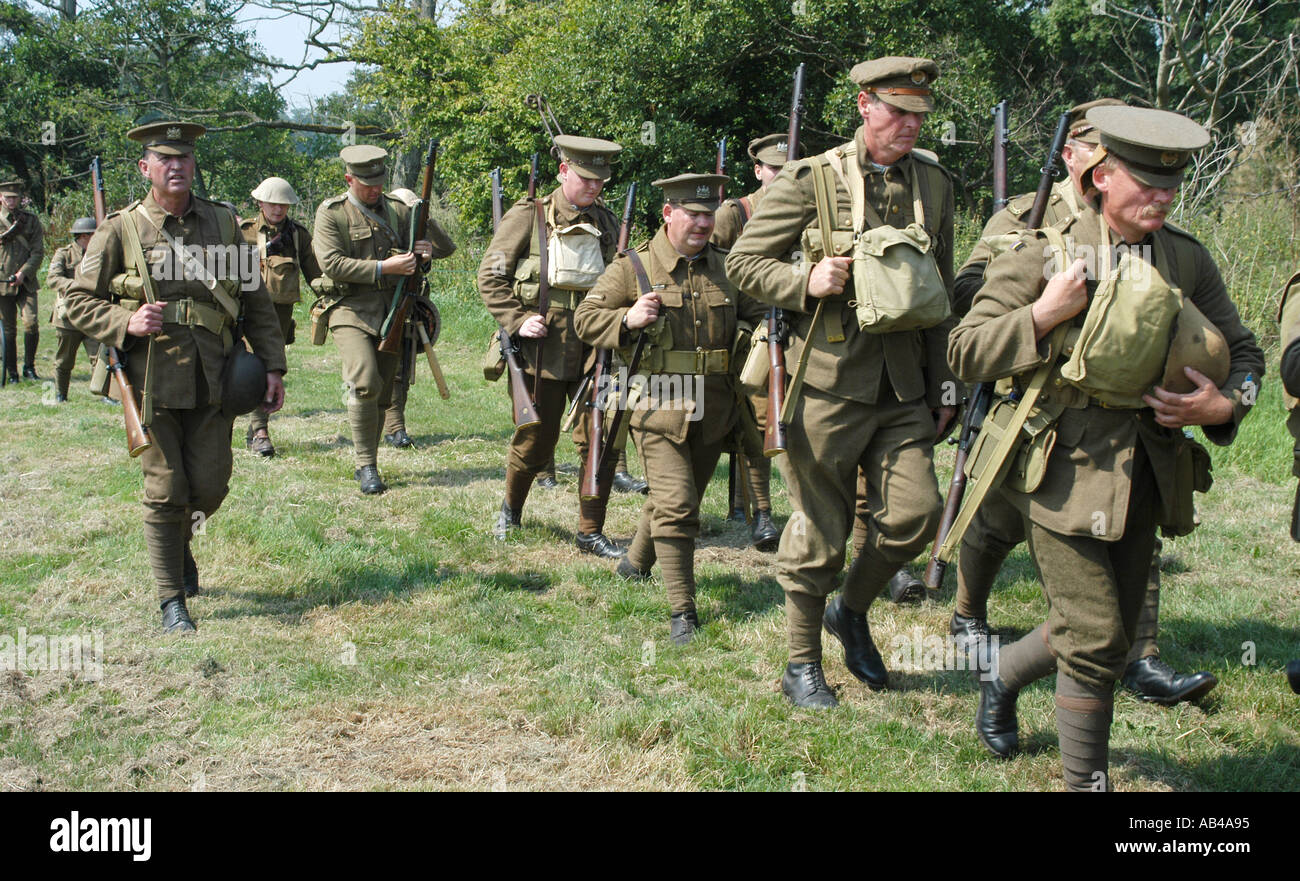 Reenactment of WWI troops on the march Stock Photo - Alamy