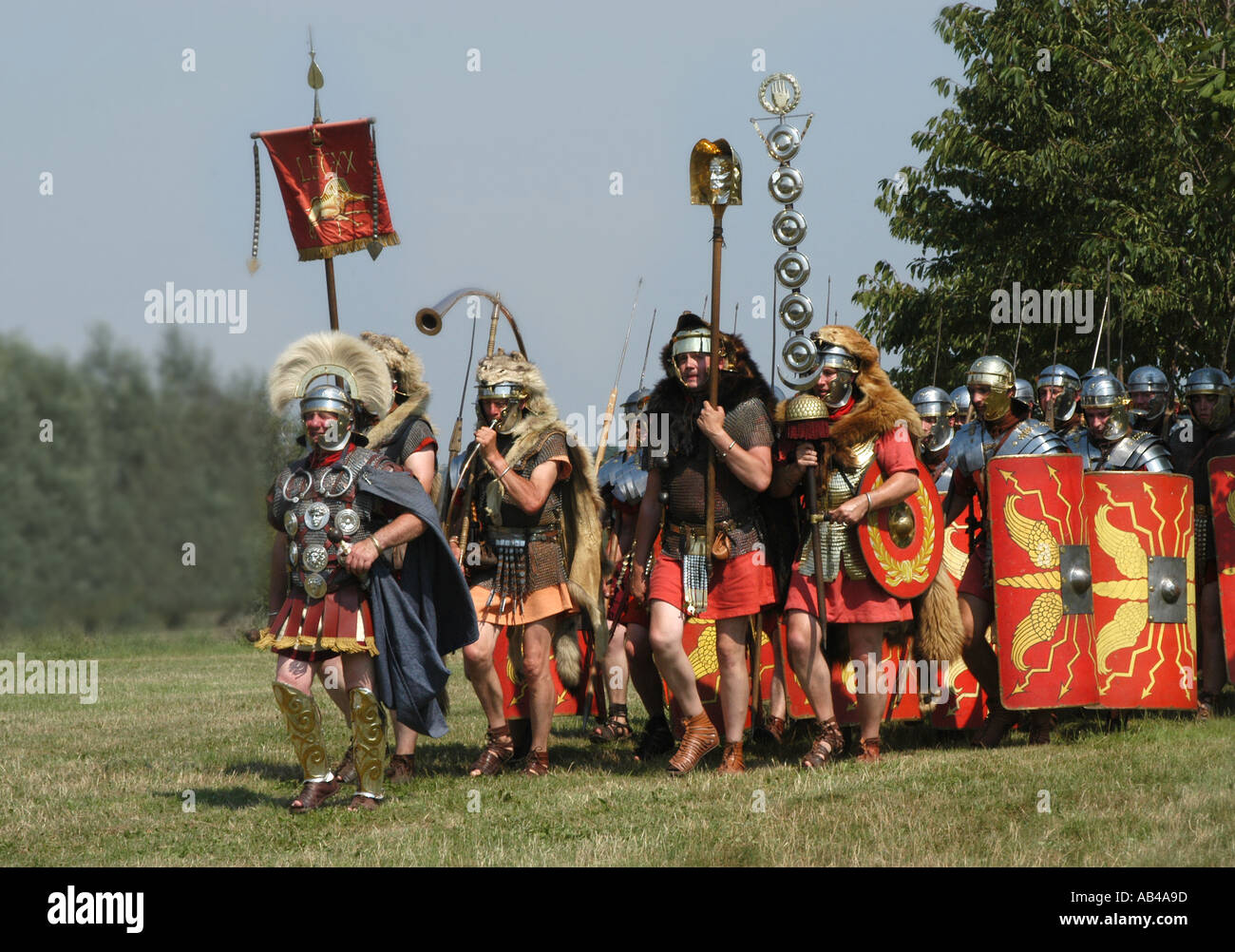 Roman soldiers marching into a history re enactment 9th August 2003 ...