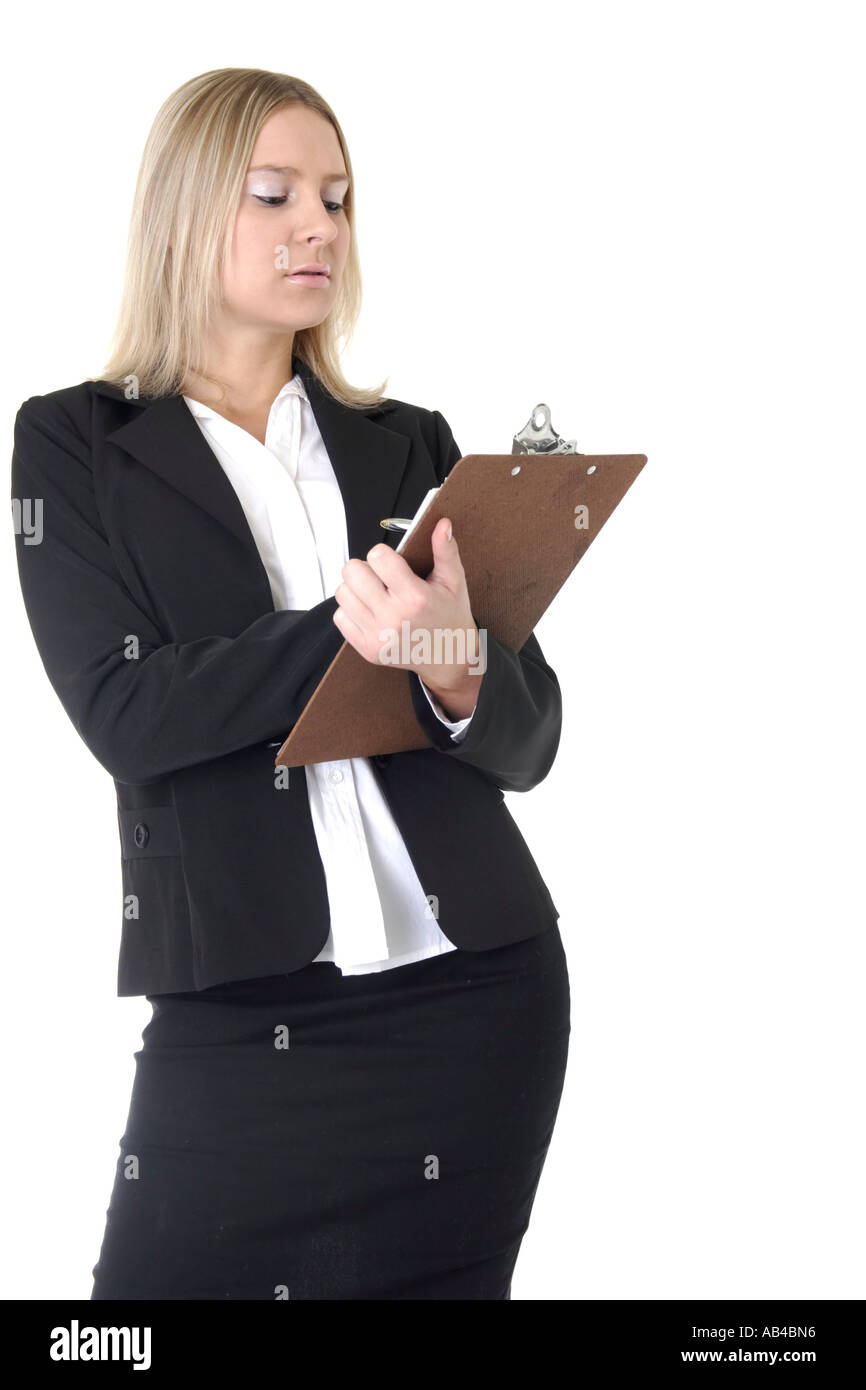Business woman writing in chart Stock Photo - Alamy