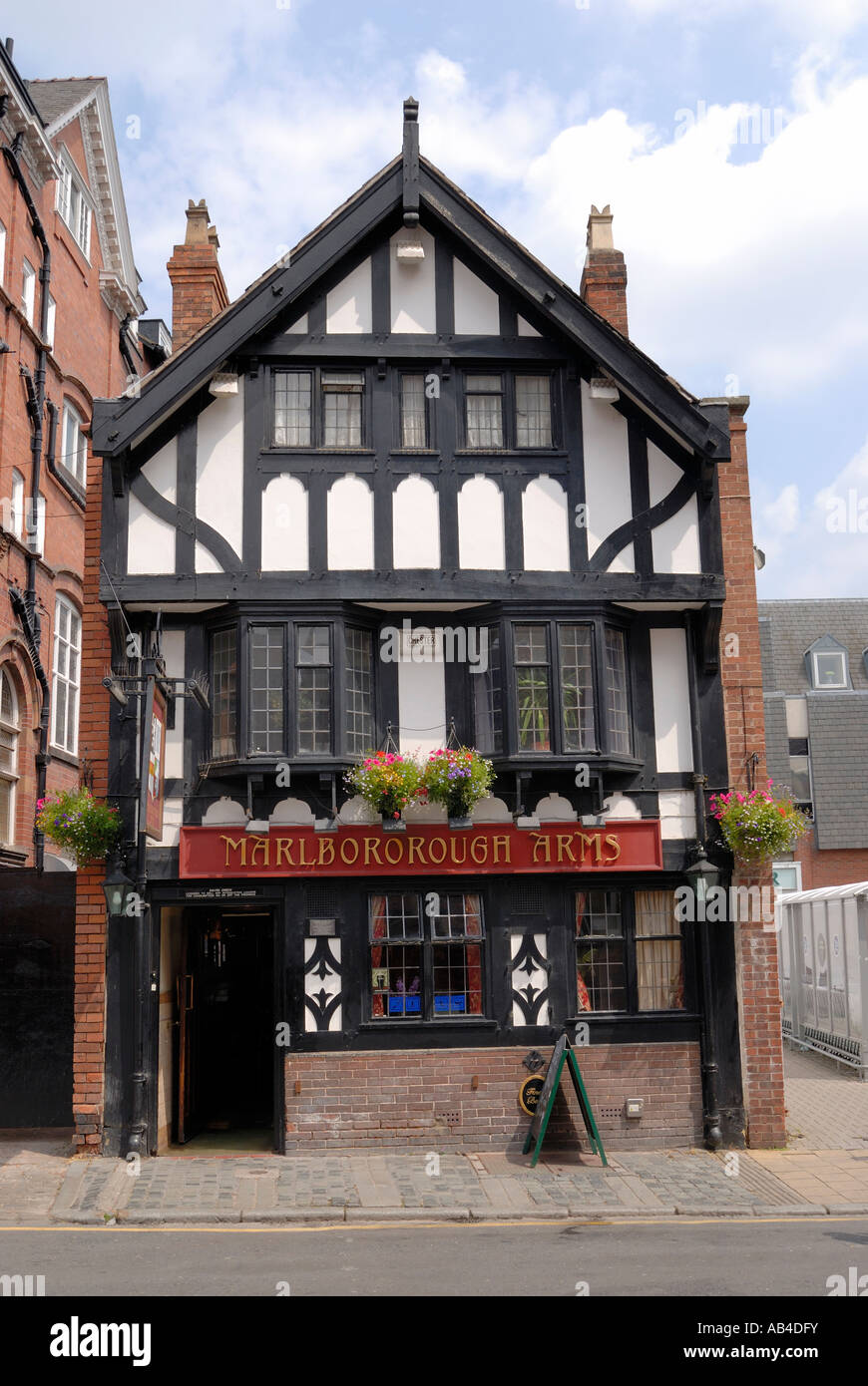 Chester. The Marlborough Arms half timbered Tudor style public house on ...