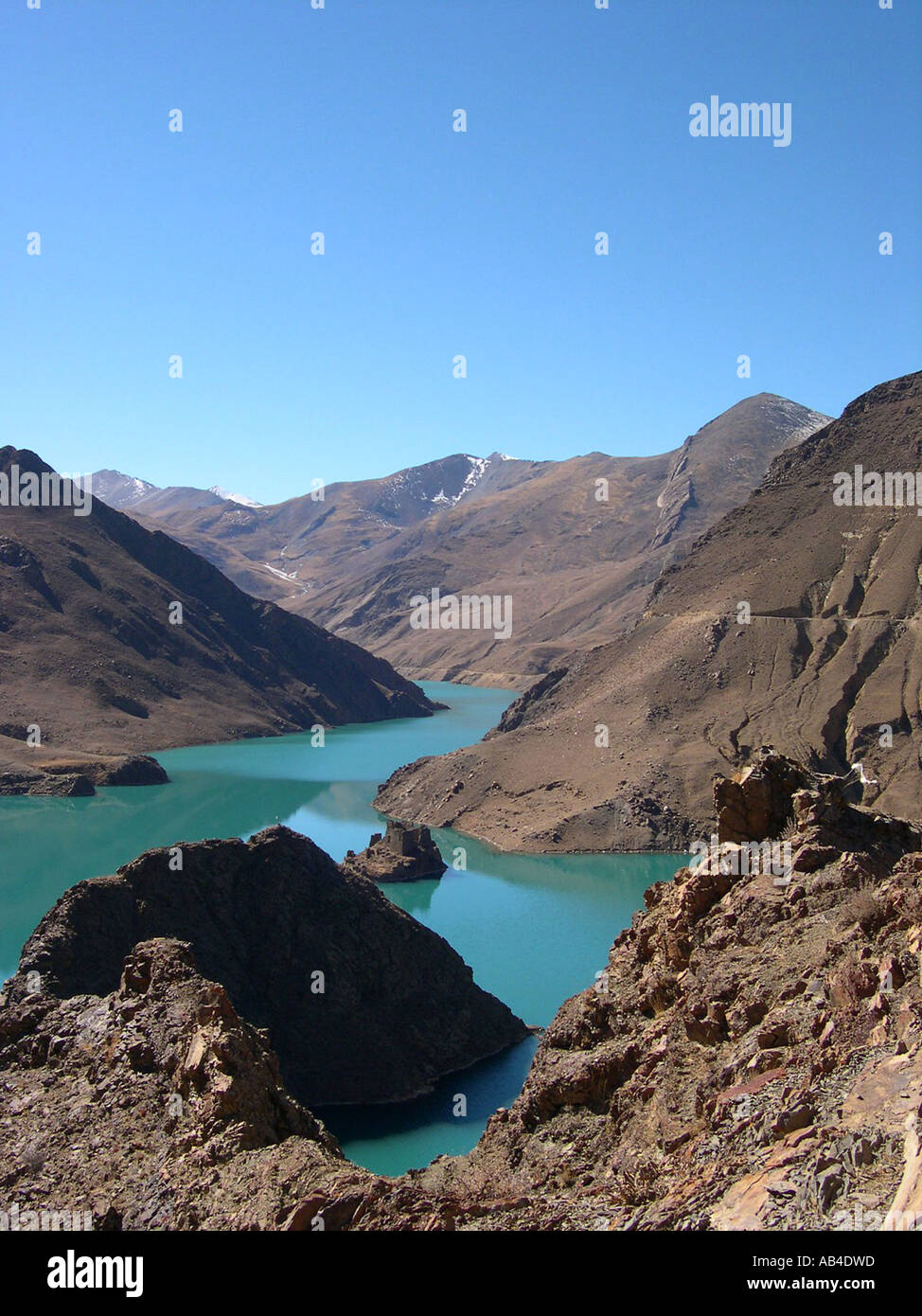 View of the Simi lake from the Simi la Pass, Friendship Highway, Tibet ...