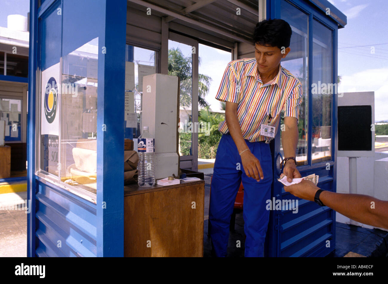 Collection booth on the toll highway between the Mexico City and the ...