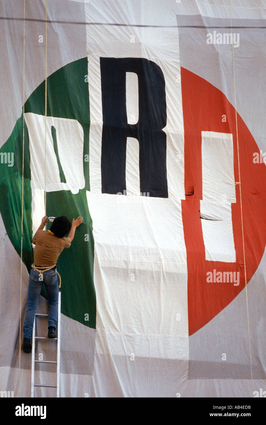 PRI party banner hanging at party headquarters in Mexico City Stock ...