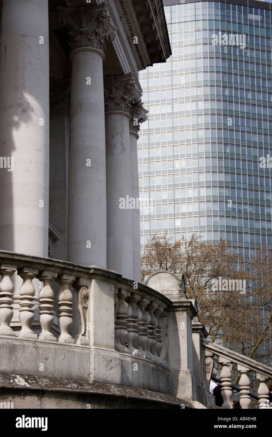 Portico of Tate Britain in front of Millbank Tower, London, England ...