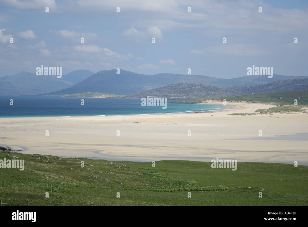 aerial view of Scarasta beach and hills of Isle of Harris Outer ...