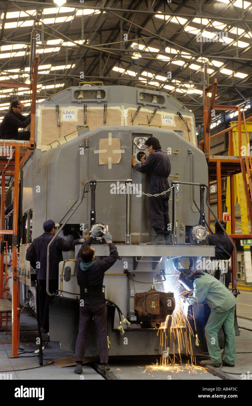 Workers on the locomotive assembly line at the Bombardier Railcar plant ...