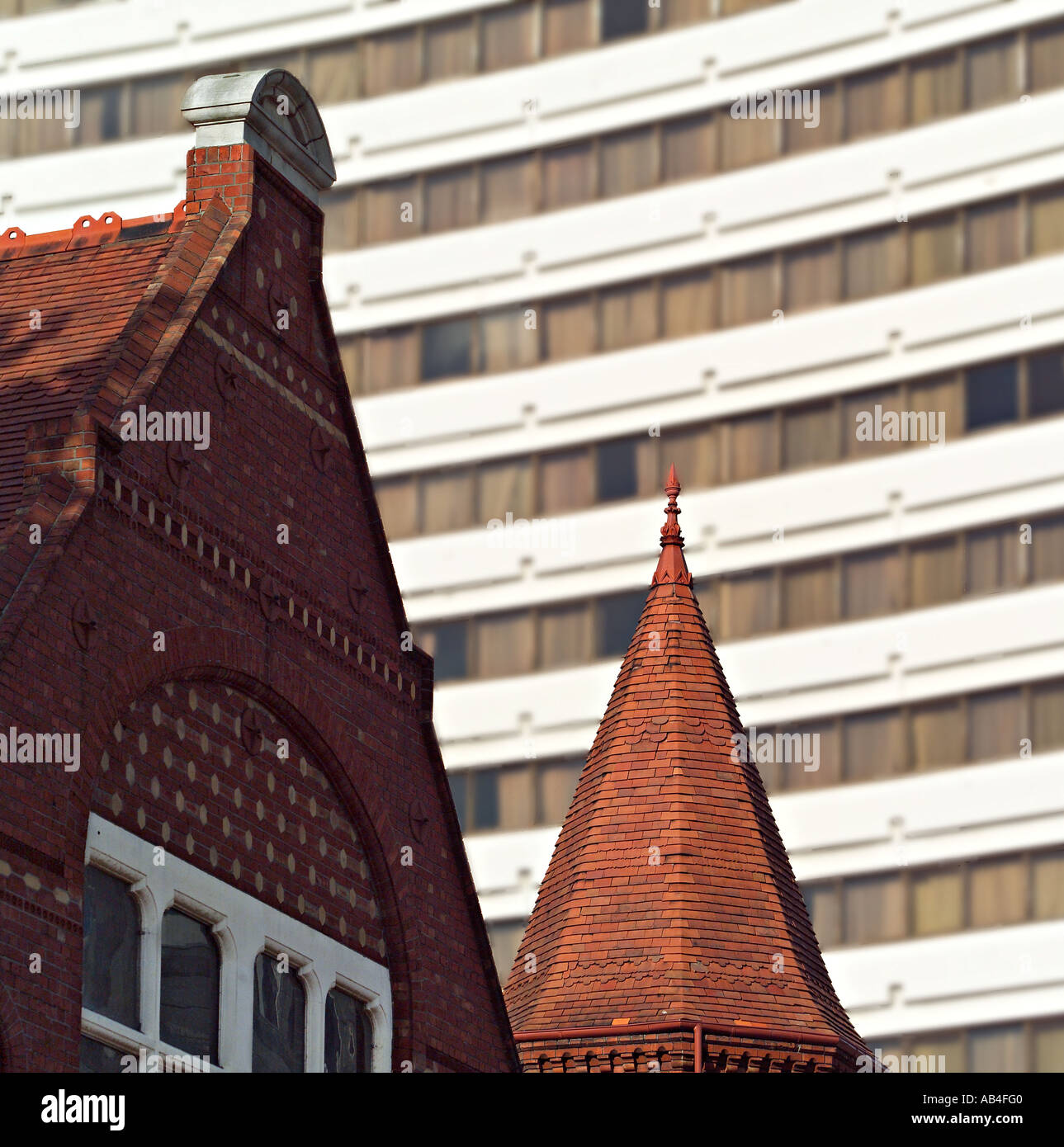Contrasting architectural styles, Christchurch, New Zealand Stock Photo ...