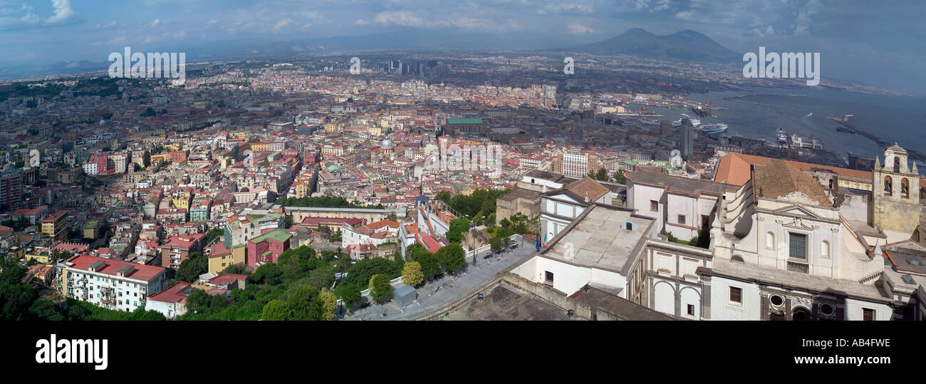 Panoramic view of Naples and Mount Vesuvius from Castel s.Elmo Stock ...