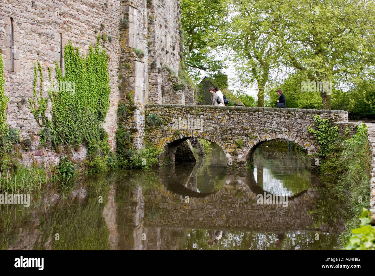 Bridge across moat at Chateau de Pirou Normandy France Stock Photo - Alamy