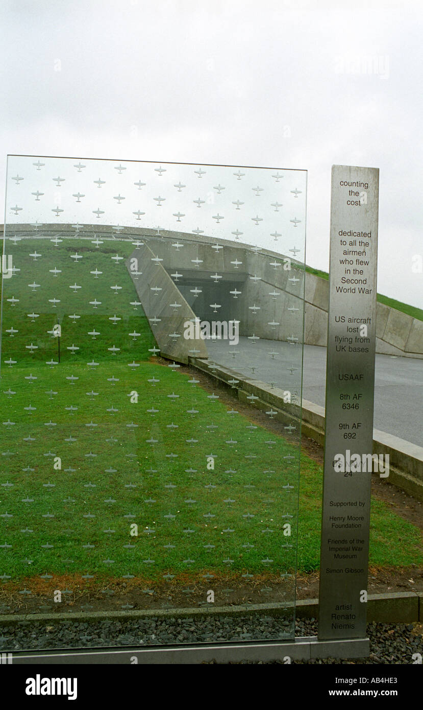 glass panes which are a dedication to ww11 aircrew at Duxford air base ...
