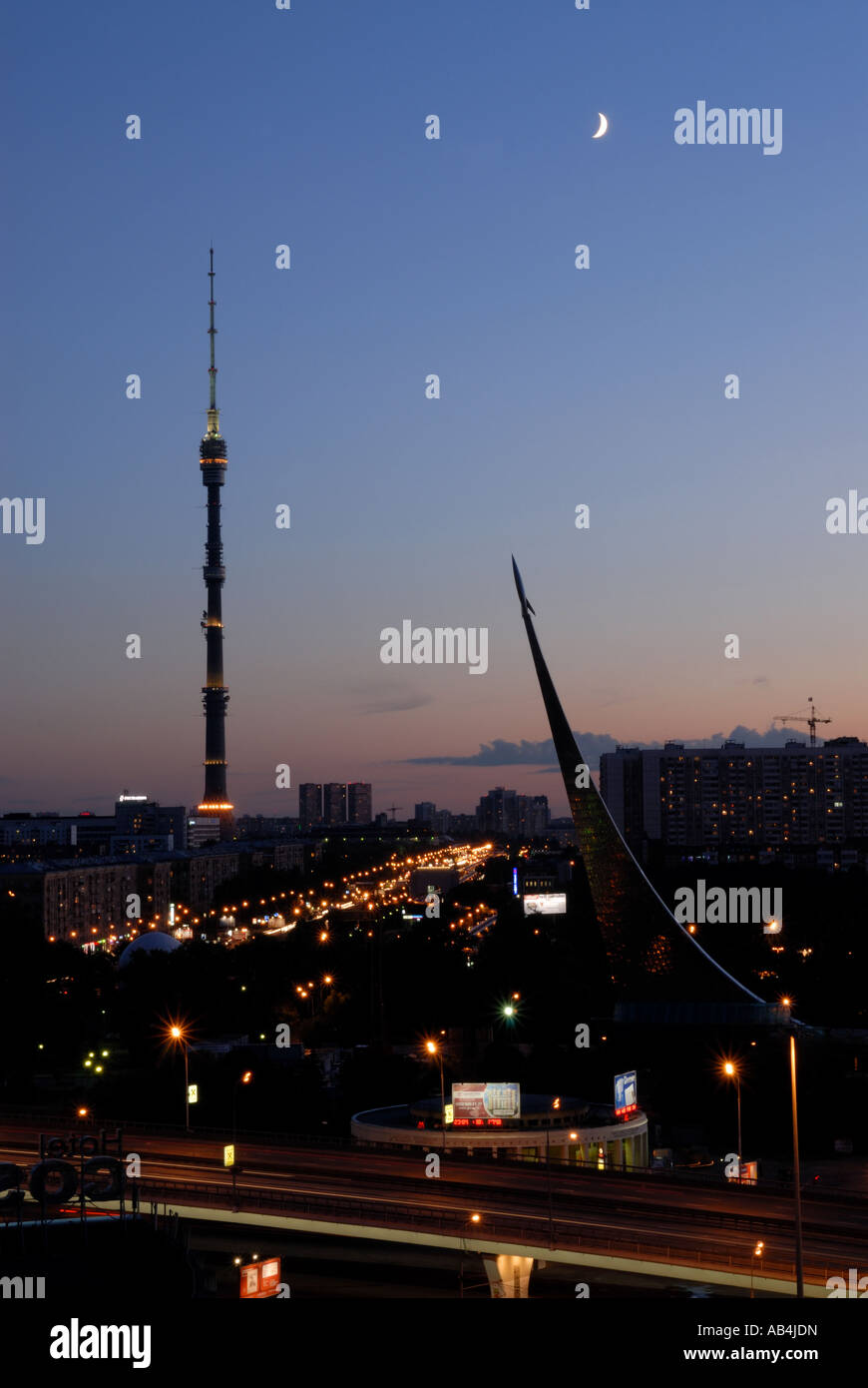 Space Obelisk, Ostankino TV Tower at night, Moscow Stock Photo - Alamy