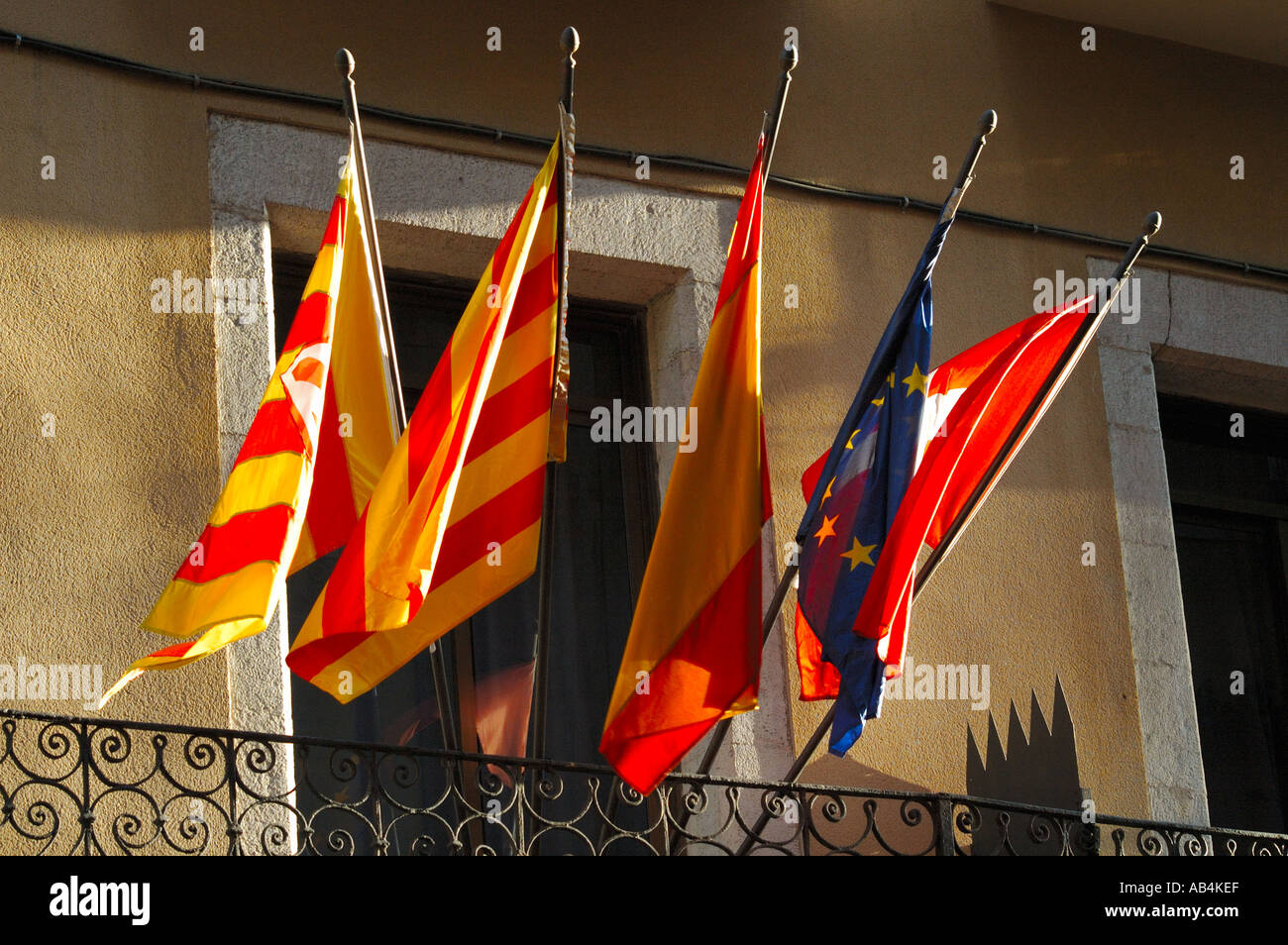 Flag on a balcony in spain hi-res stock photography and images - Alamy