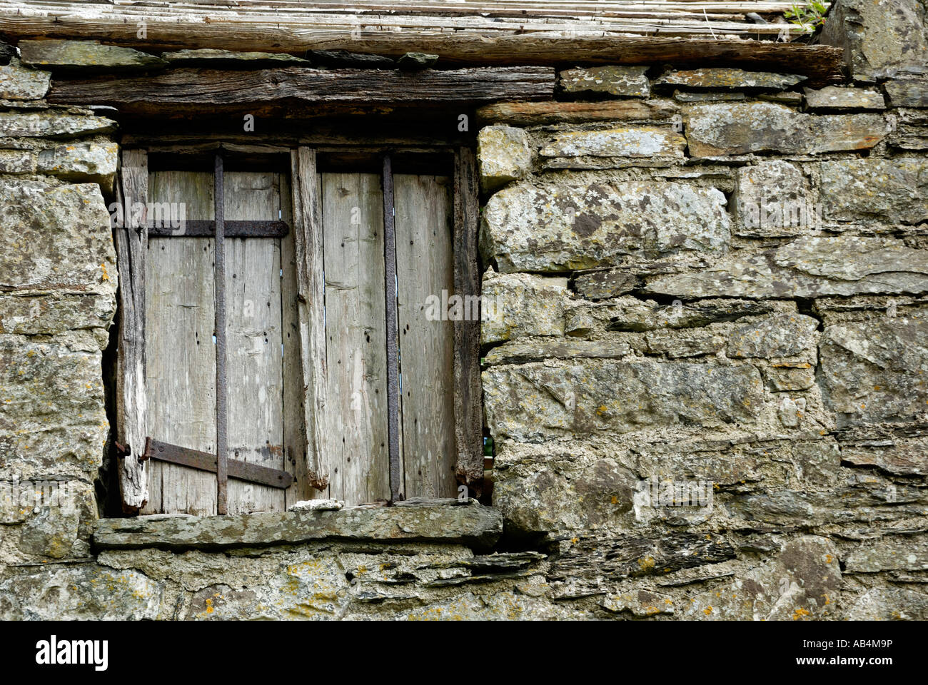 Boarded window at a ruined farm Stock Photo - Alamy