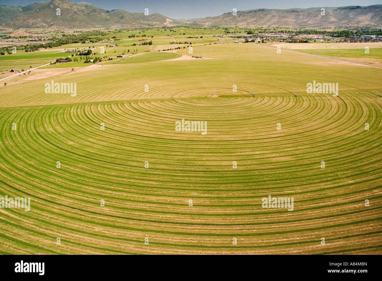 Farm field utilizing a circular or center pivot irrigation system to ...