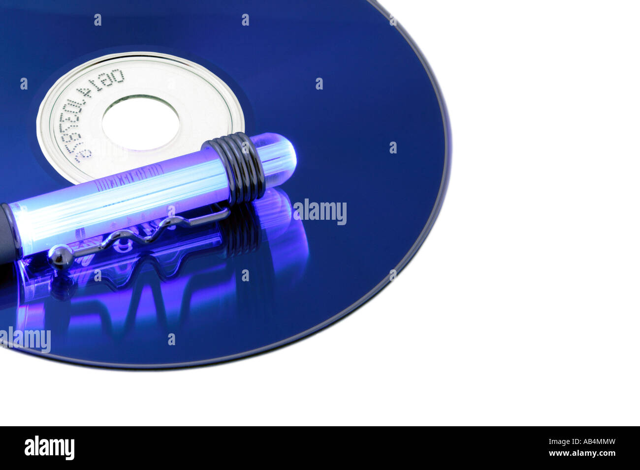 CD-ROM or DVD with light and reflections over a white background Stock ...