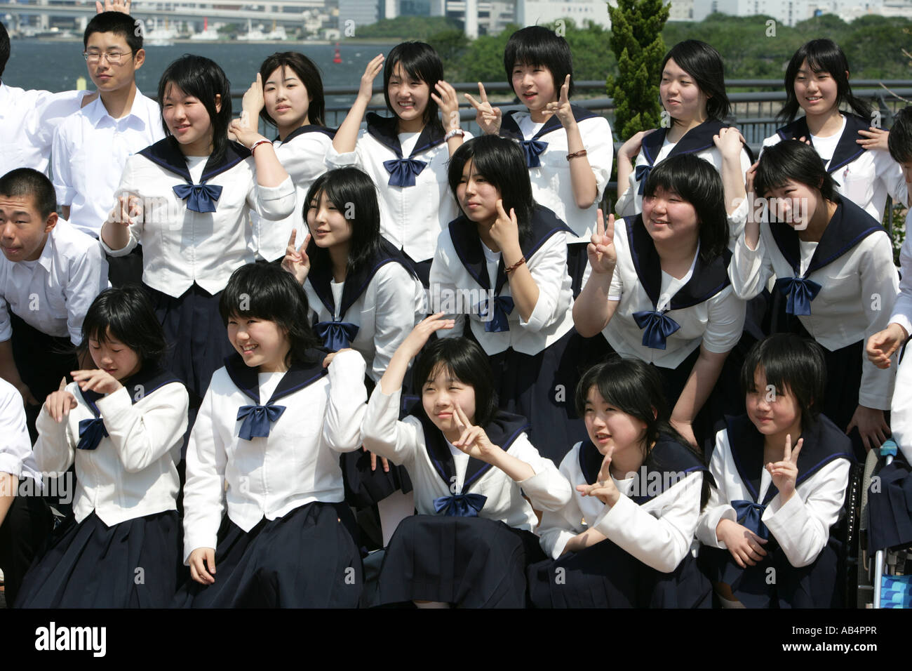 JPN, Japan, Tokyo: School class excursion to Odaiba, an artificial ...