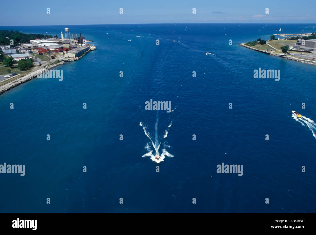 The mouth of Lake Huron where it empties into the St Clair River at ...
