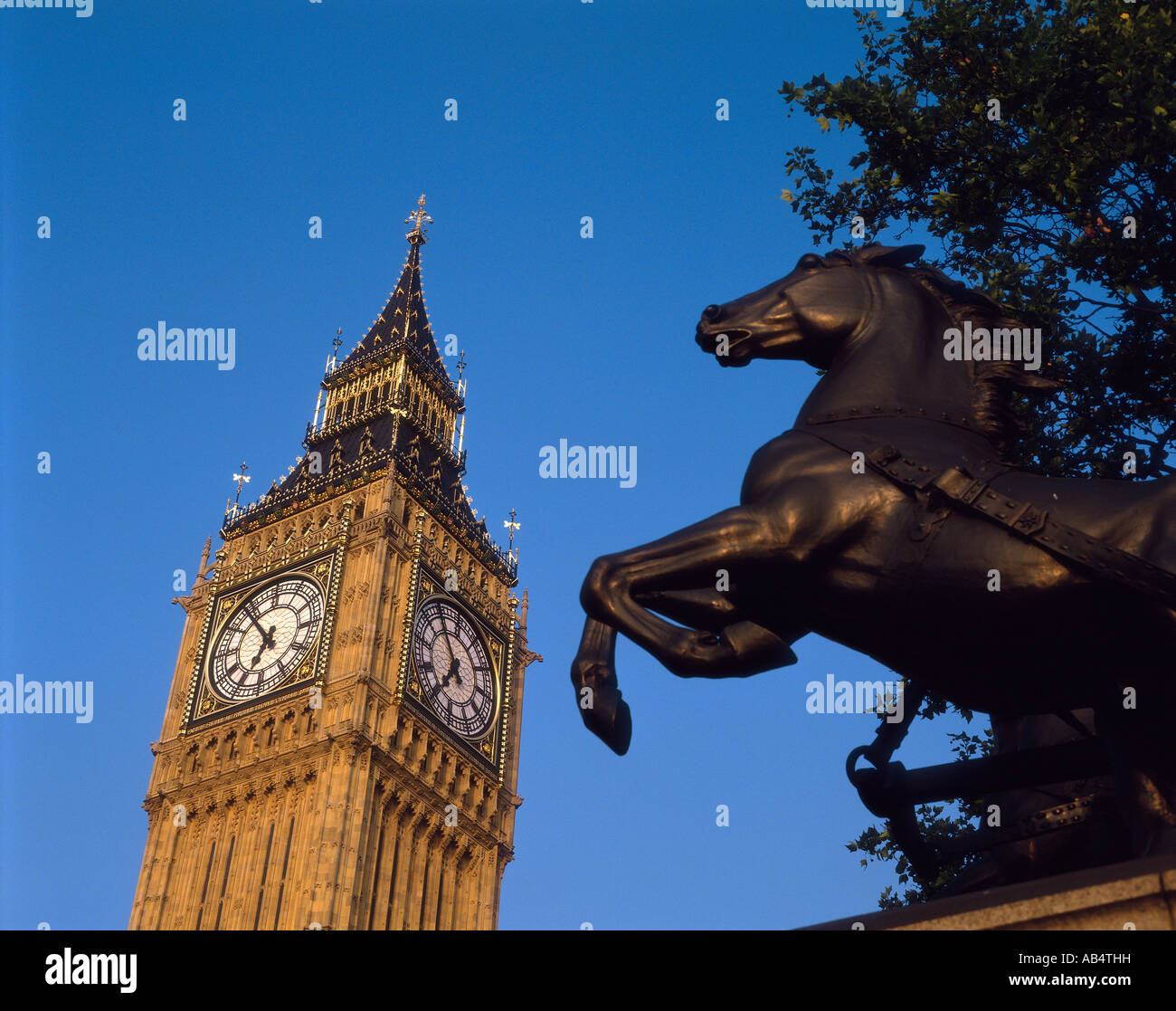 Big Ben, Bodicea Statue Stock Photo - Alamy