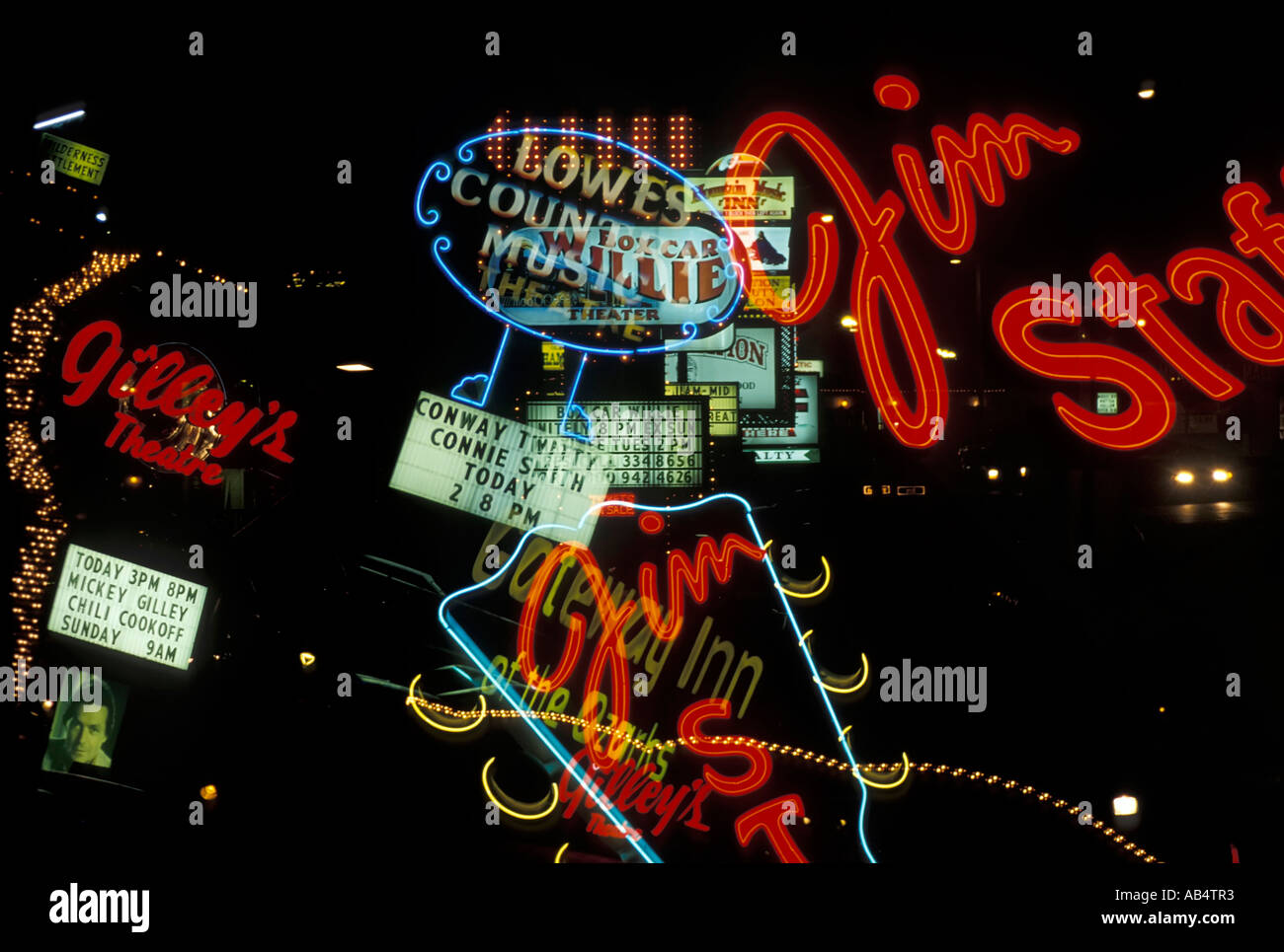 Collage of signs at night Stock Photo - Alamy