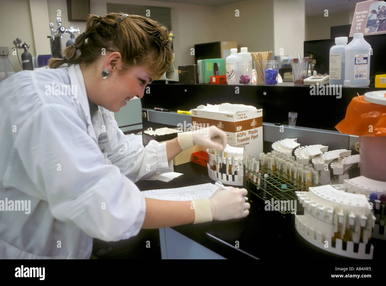 A variety of blood tests are run in a hospital pathology laboratory ...