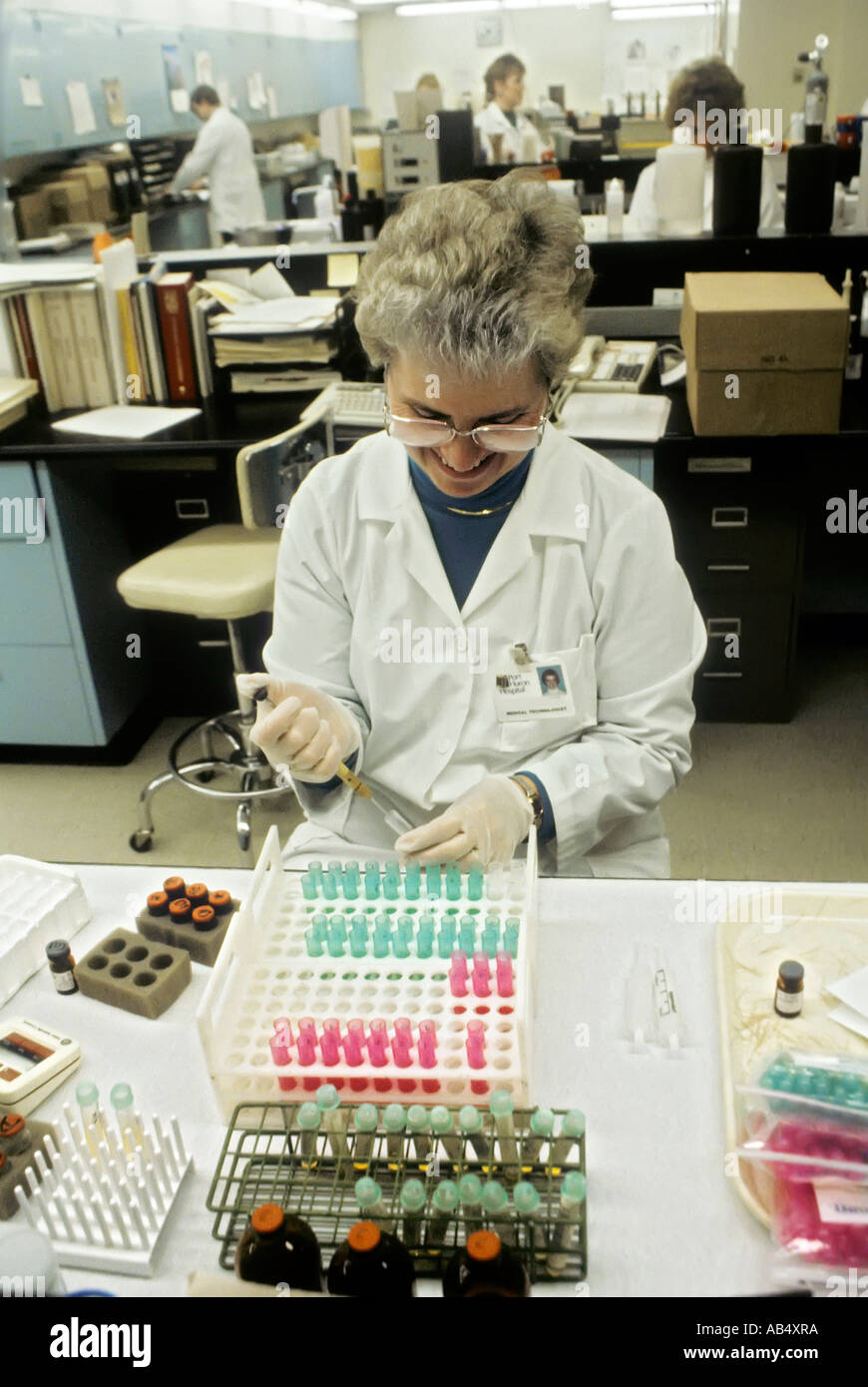 A variety of blood tests are run in a hospital pathology laboratory ...