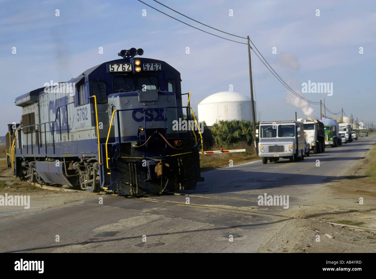 Highway train cars trucks hi-res stock photography and images - Alamy