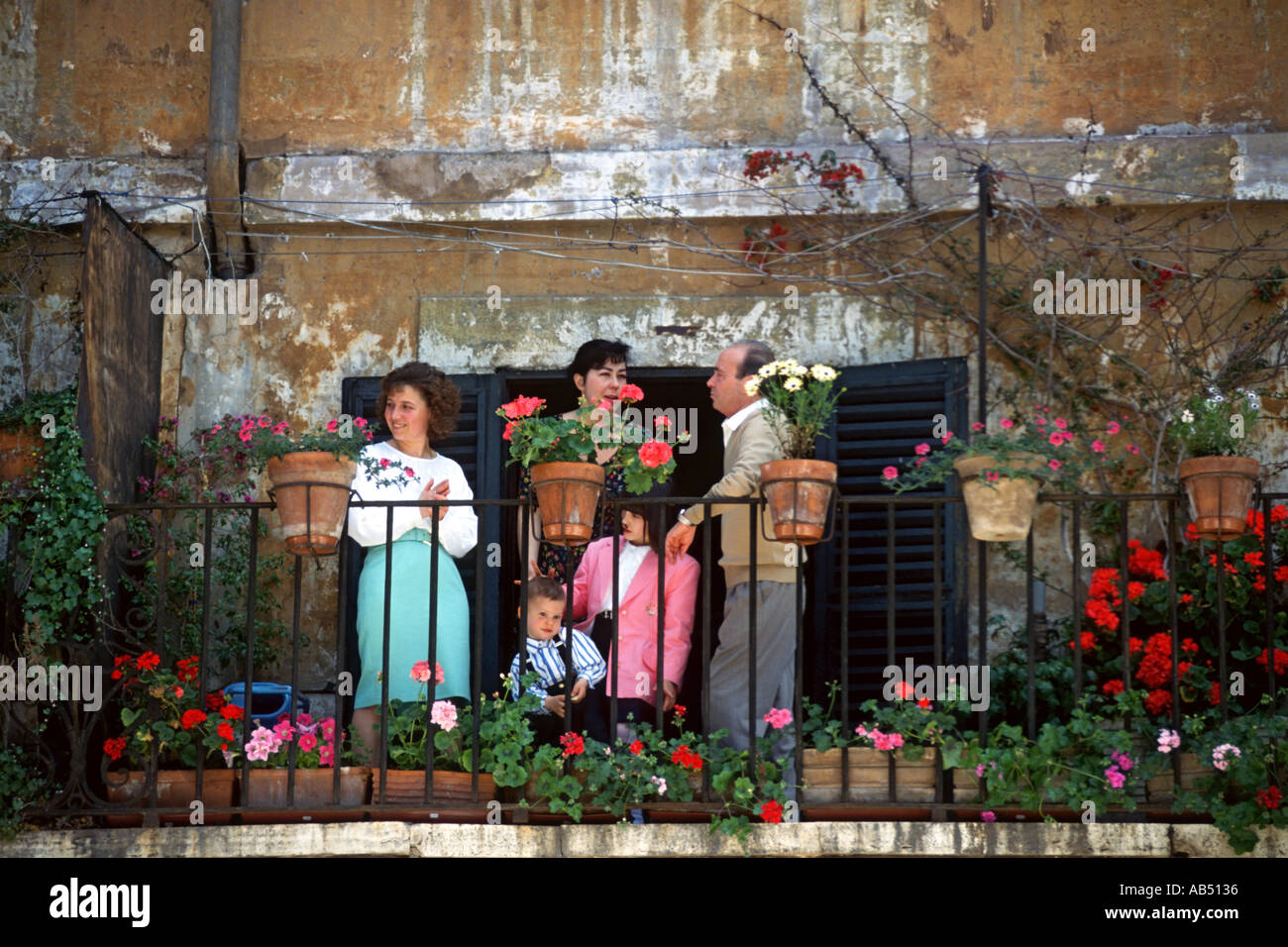 Rome Italy Family on balcony overlooking Piazza Navona Stock Photo - Alamy