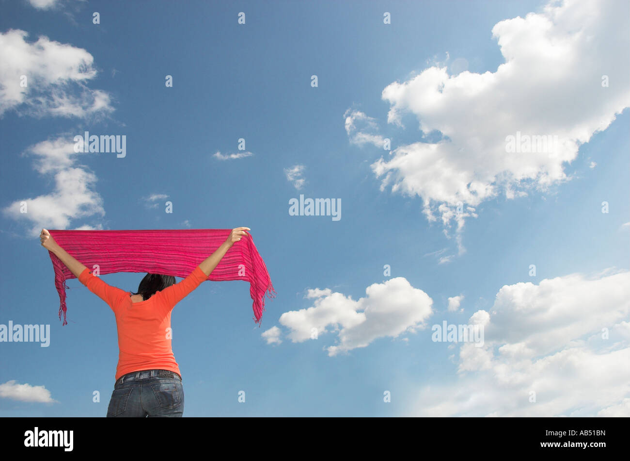 Woman, head scarf, rear hi-res stock photography and images - Alamy