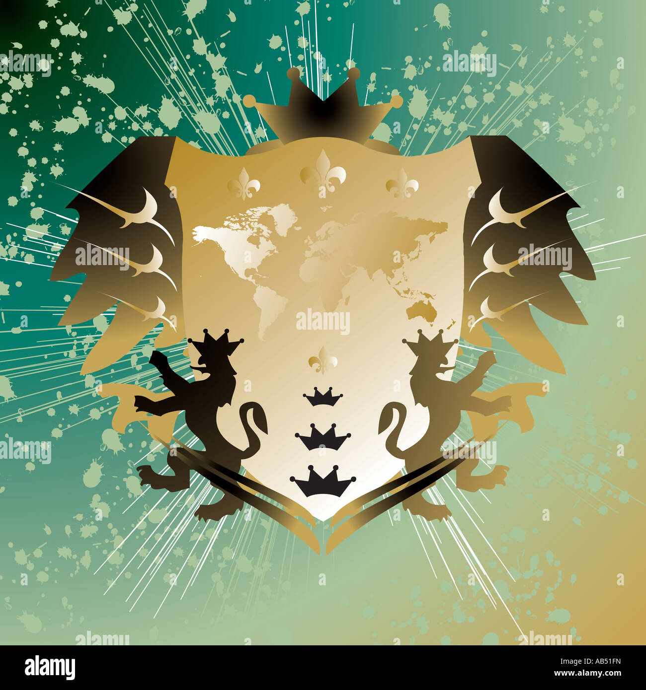 Shield and two lions hi-res stock photography and images - Alamy