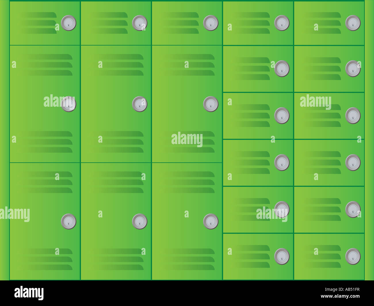 Illustration of different size lockers with a key lock Stock Photo - Alamy