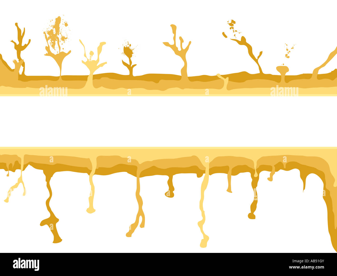 Abstract illustrated background showing melting yellow goo running and ...