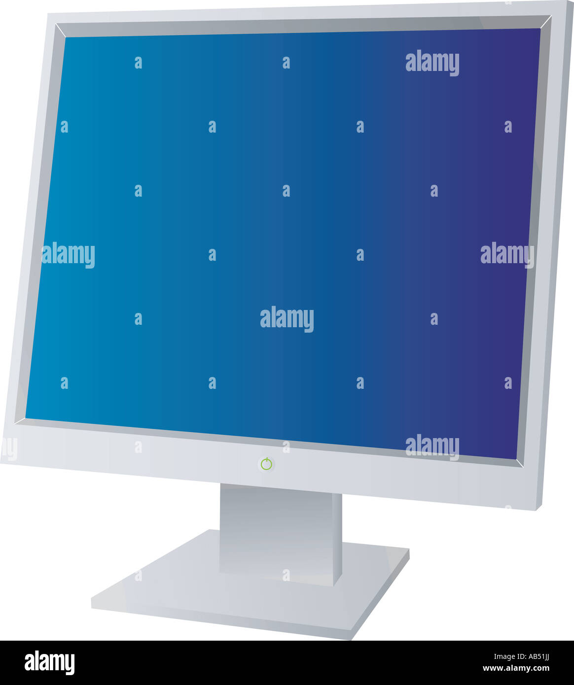 A flat screen monitor with a blue background isolated Stock Photo - Alamy