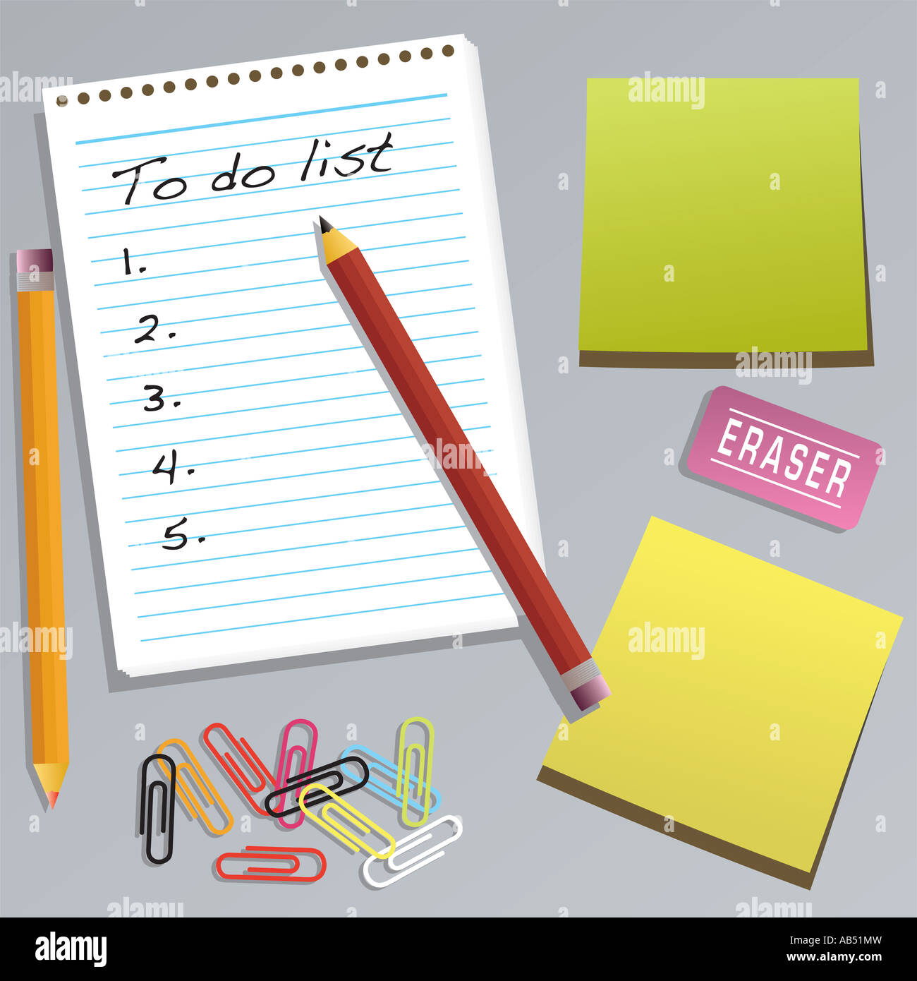 An office collection with a to do list drawn in illustrator Stock Photo ...