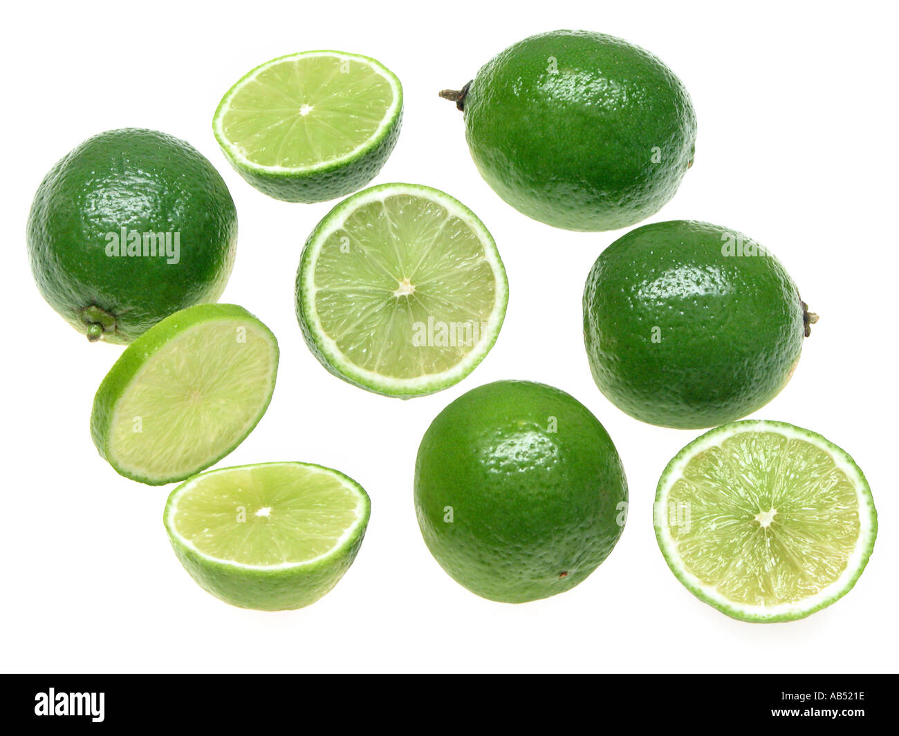 green limes lemon cut out cutout lime slice Stock Photo - Alamy