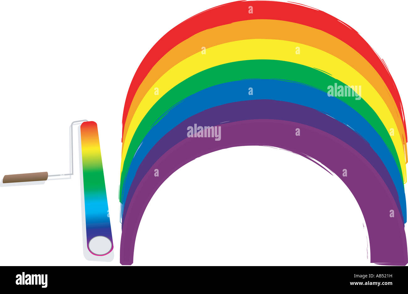 A illustration of a rainbow roller with every colour of paint Stock ...