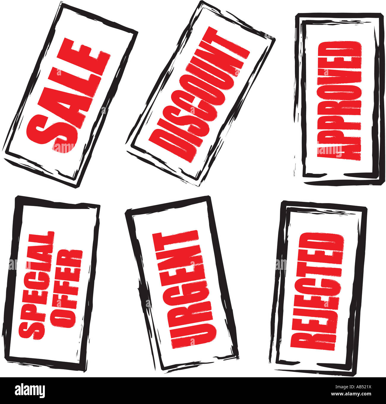 A collection of 6 stamps in red and black for use in promotion Stock ...