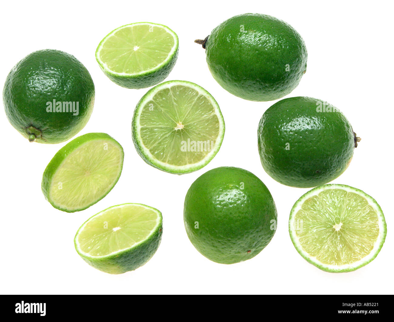green limes lemon cut out cutout lime slice Stock Photo - Alamy