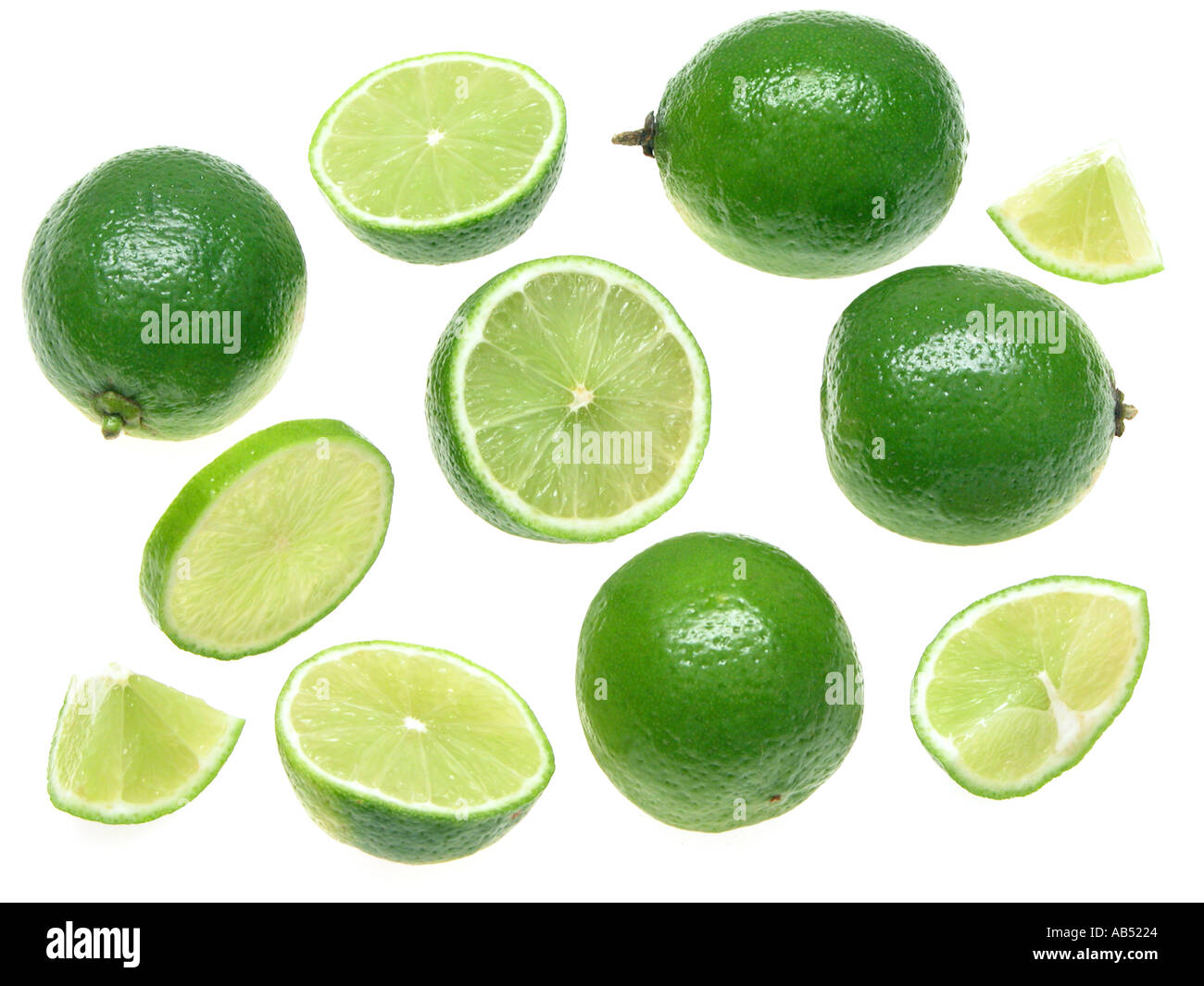 green limes lemon cut out cutout lime slice Stock Photo - Alamy