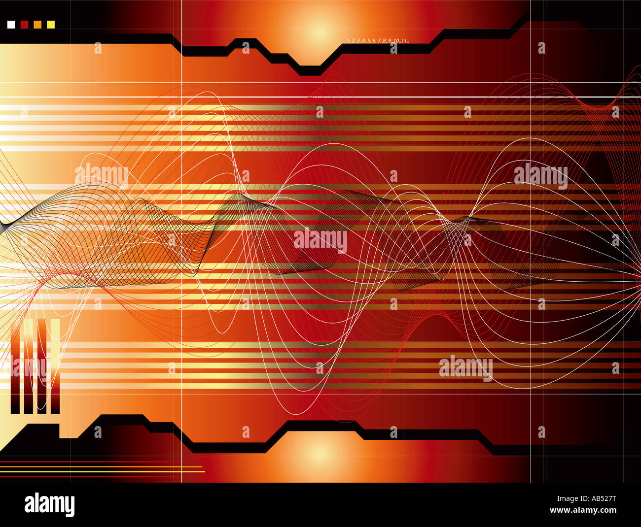 A red and black technical readout with sound waves Stock Photo - Alamy